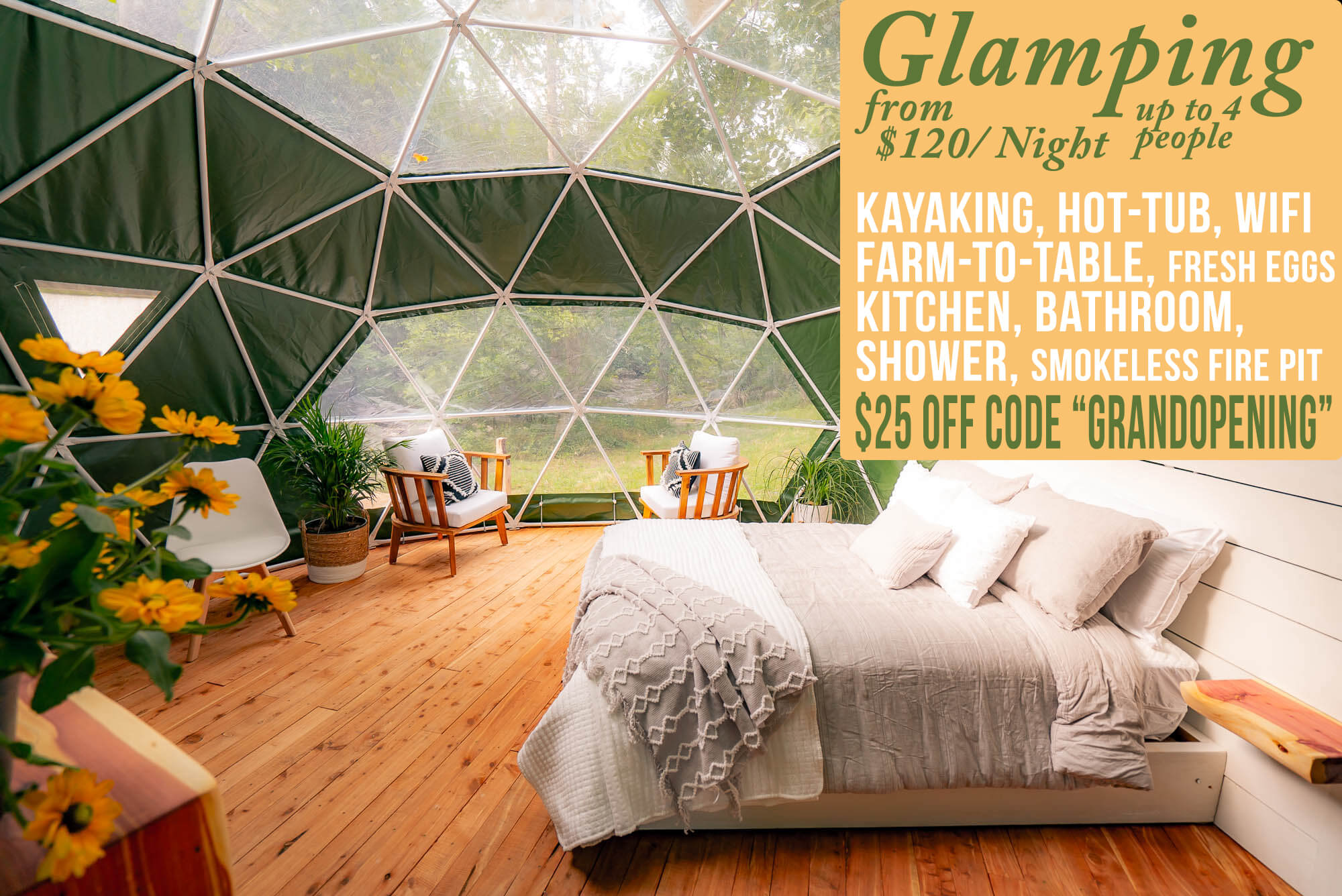 Luxury -Aromatic Cedar- Creekside Glamping Dome (Sleeps 2-4) ~ WV ...