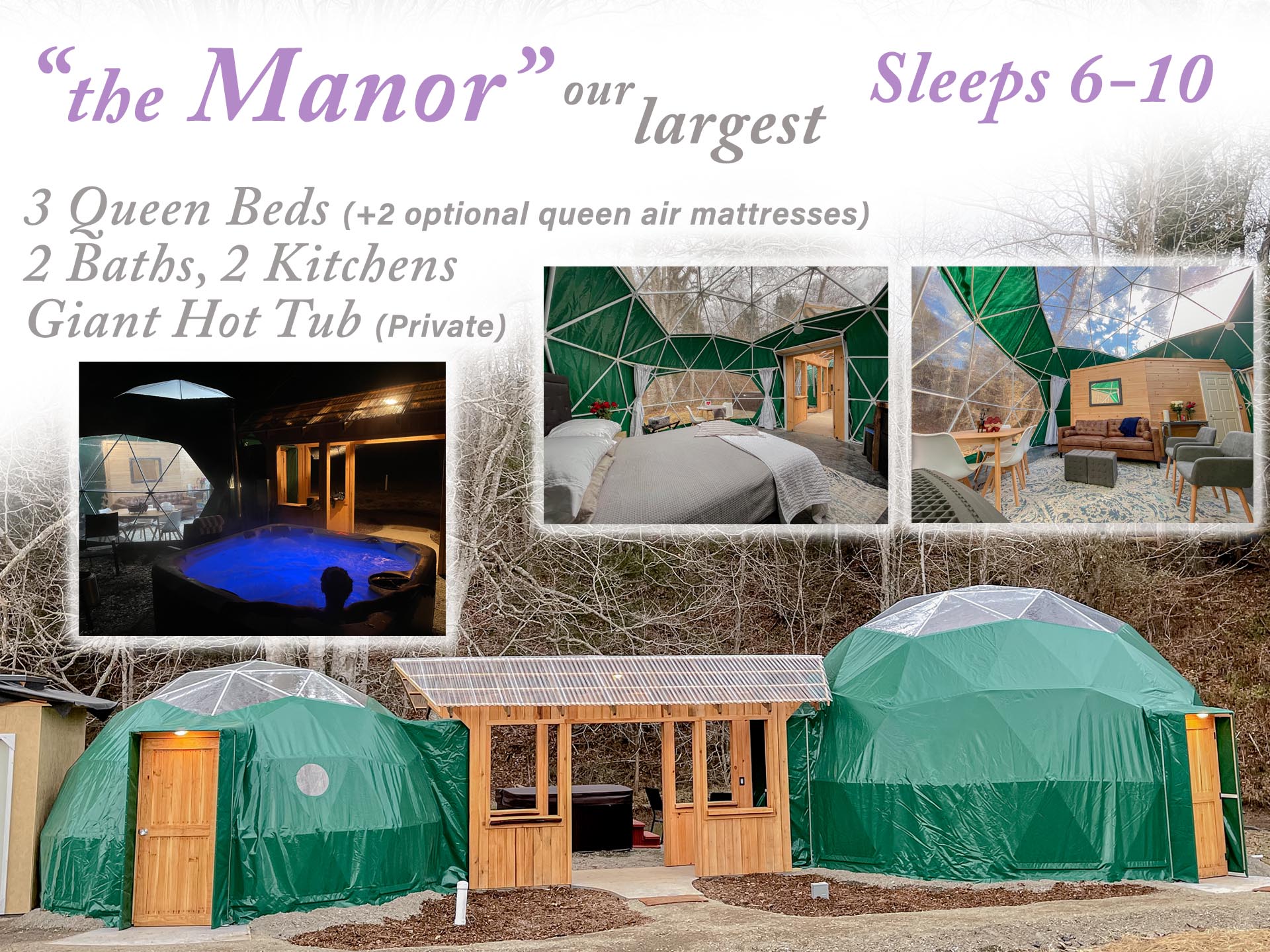 Luxury -The Manor- Creekside Glamping Dome™ Suites (sleeps 6-10) ~ WV ...